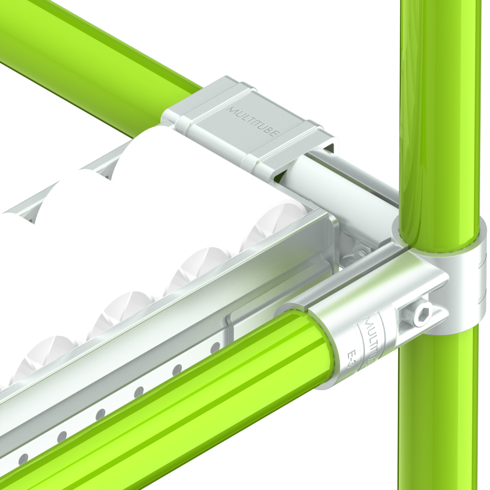 Roller track placon mount, flat, offset left, 80mm | Multitube.nl